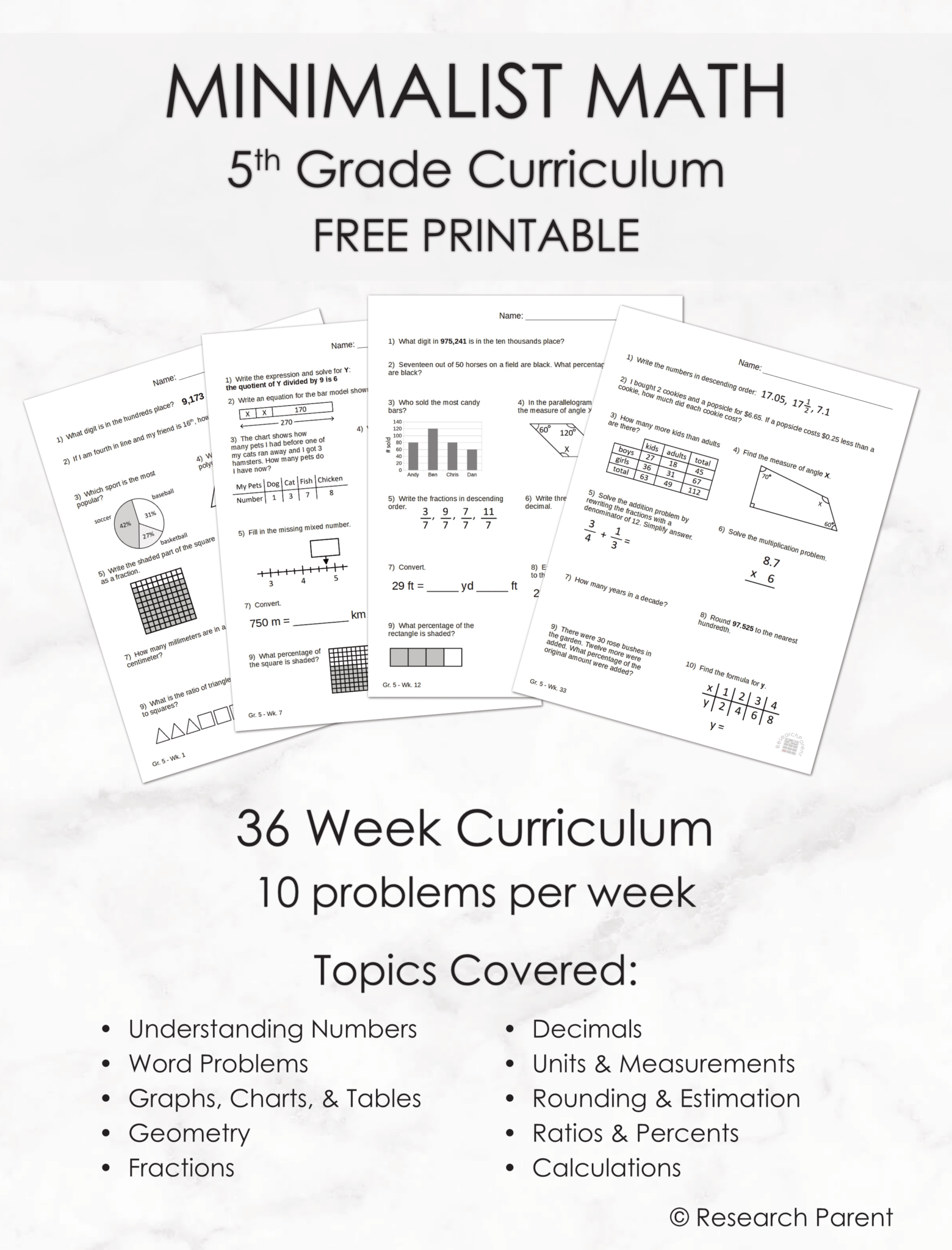 Fifth Grade Minimalist Math Curriculum - ResearchParent.com