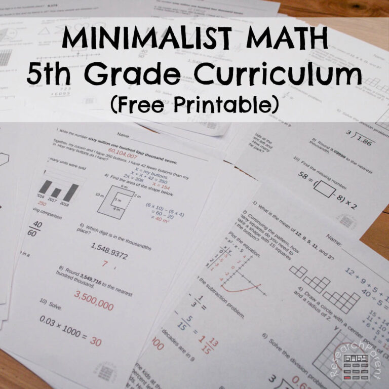Fifth Grade Minimalist Math Curriculum - ResearchParent.com